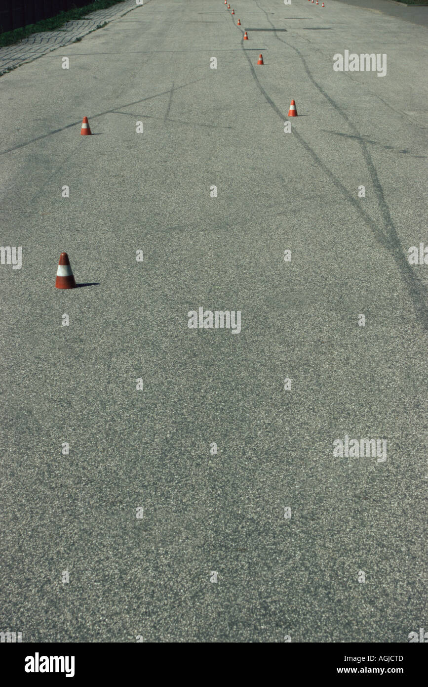 Traffic cones on a road Stock Photo - Alamy