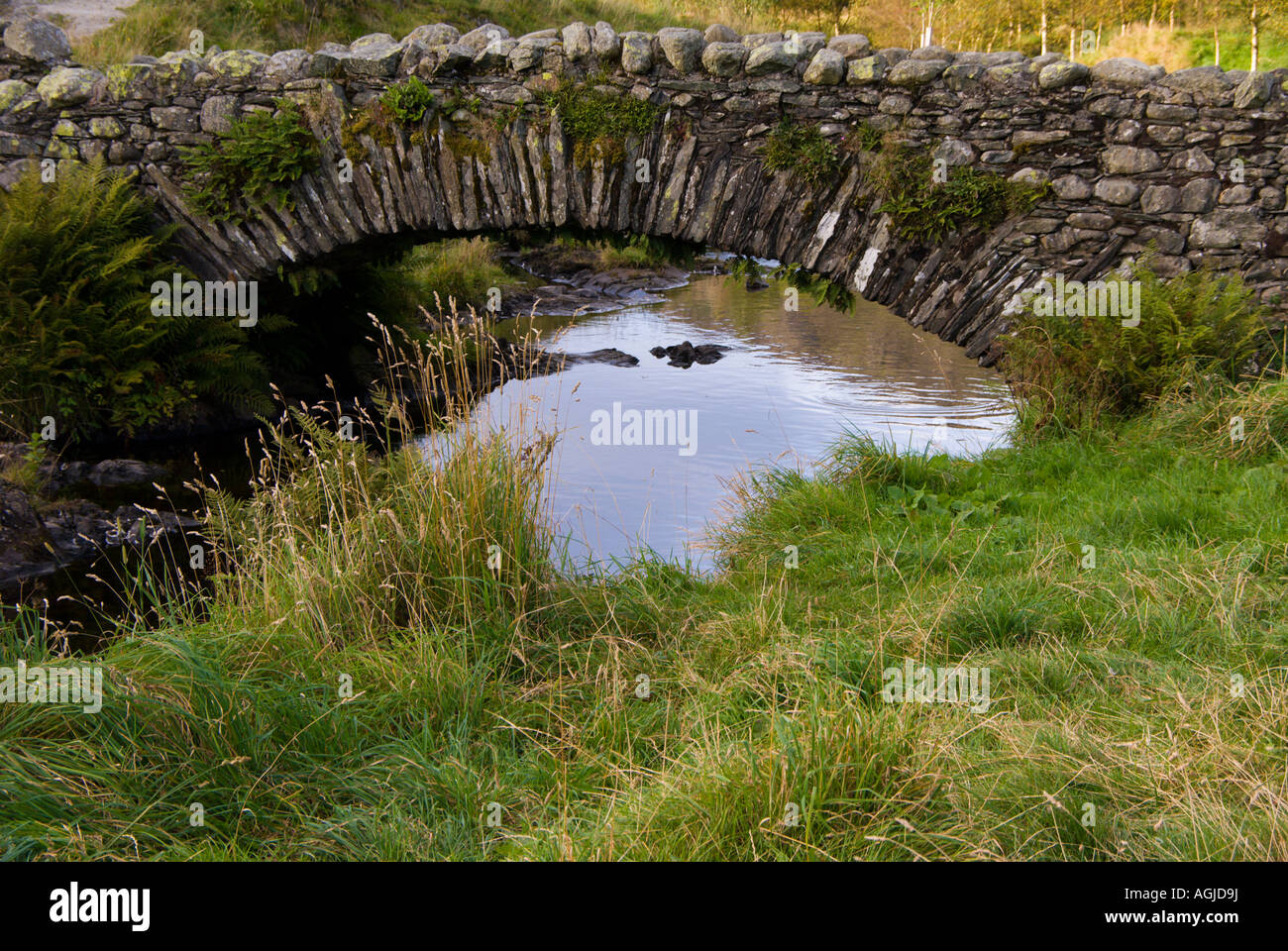 Watendlath Cumbria English Lake District UK the old packhorse stone ...