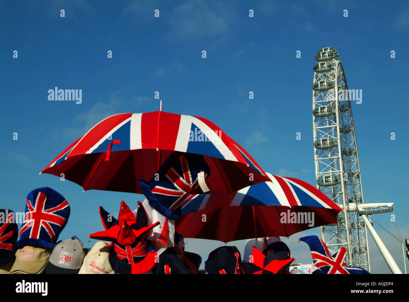 The London Eye built to commemorate the millennium Tourist Stall ...