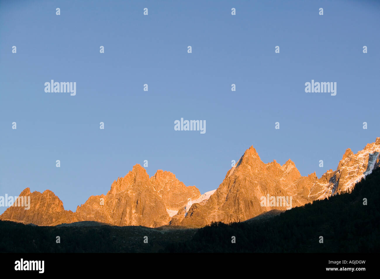 The Aiguilles du Chamonix at sunset Chamonix France Stock Photo - Alamy
