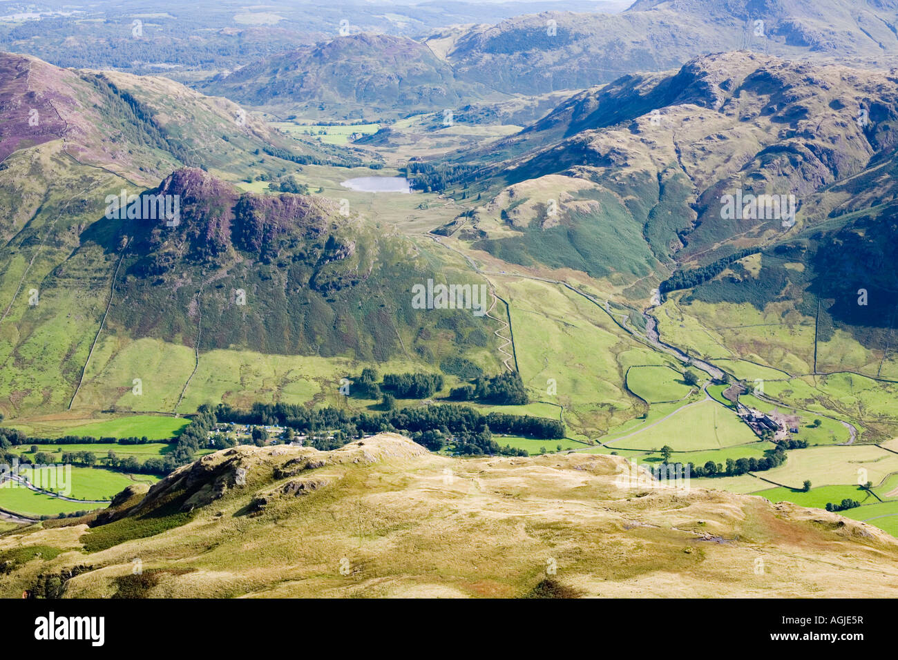 The Langdale Valley from Pike o Stickle, Lake District, UK Stock Photo ...