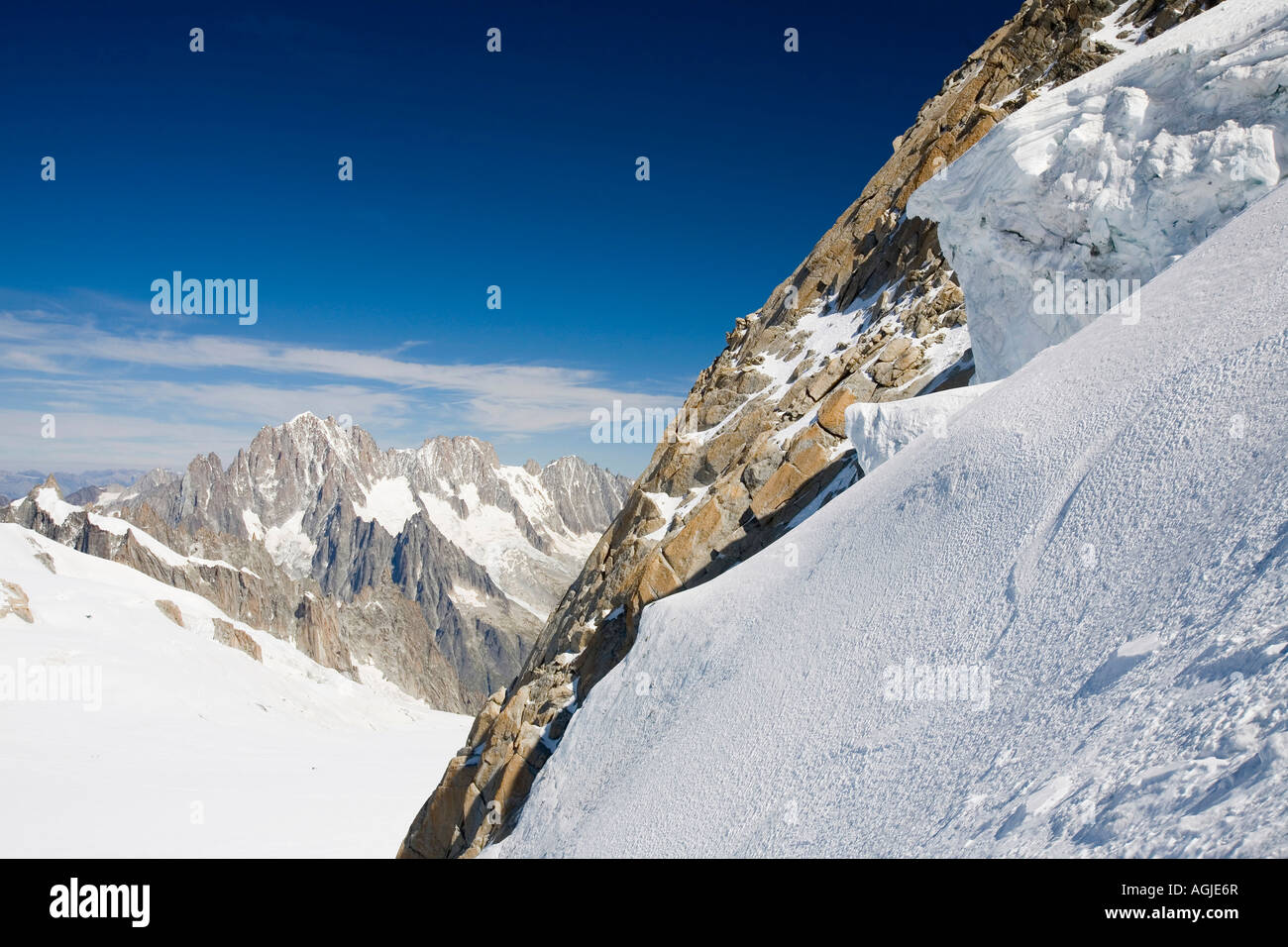 The Valley Blanche below the 4000m peak of Mont Blanc du Tacul Stock ...