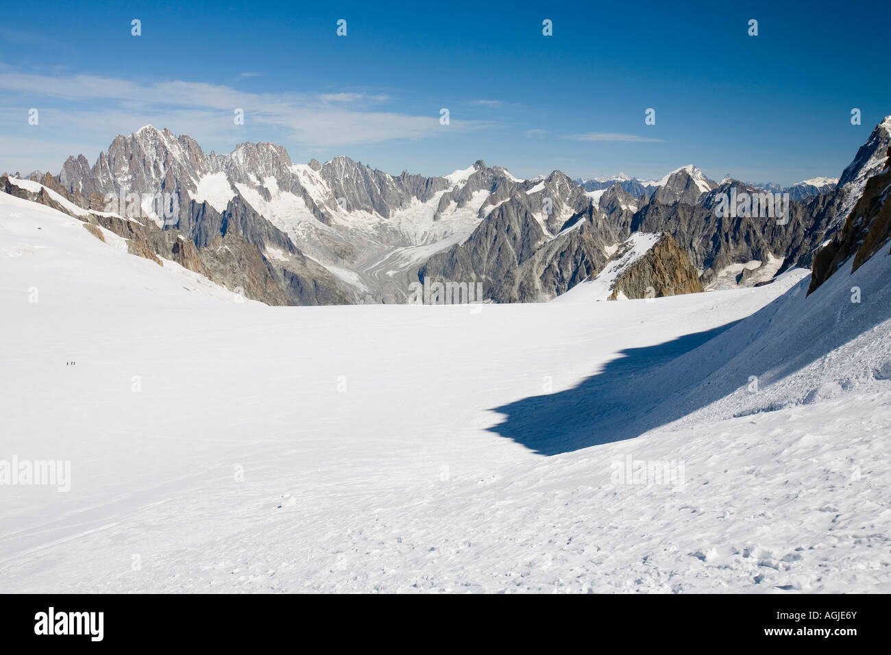 The Valley Blanche below the 4000m peak of Mont Blanc du Tacul Stock ...
