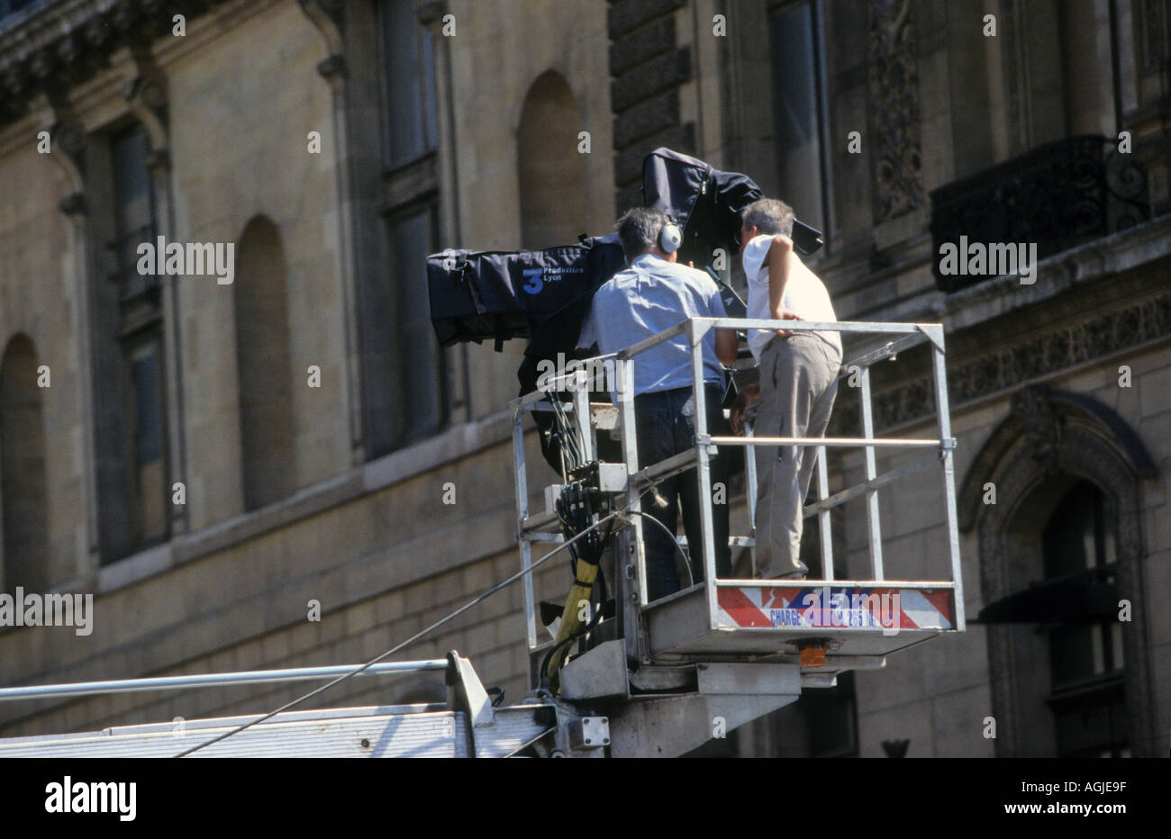 Cameramen in a crane Stock Photo - Alamy