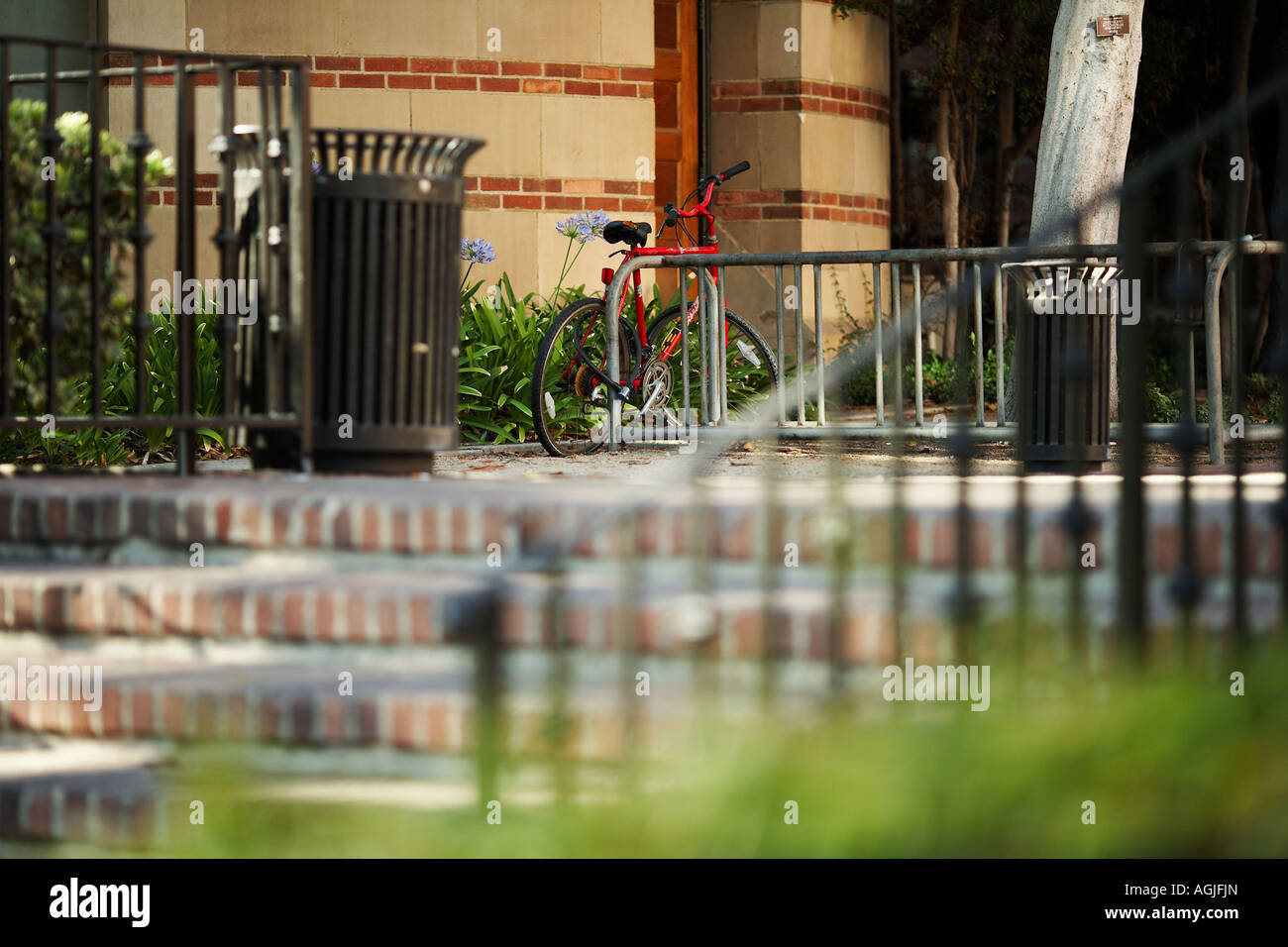 Bicycle on Rack at UCLA Campus, West Los Angeles, California, USA Stock ...