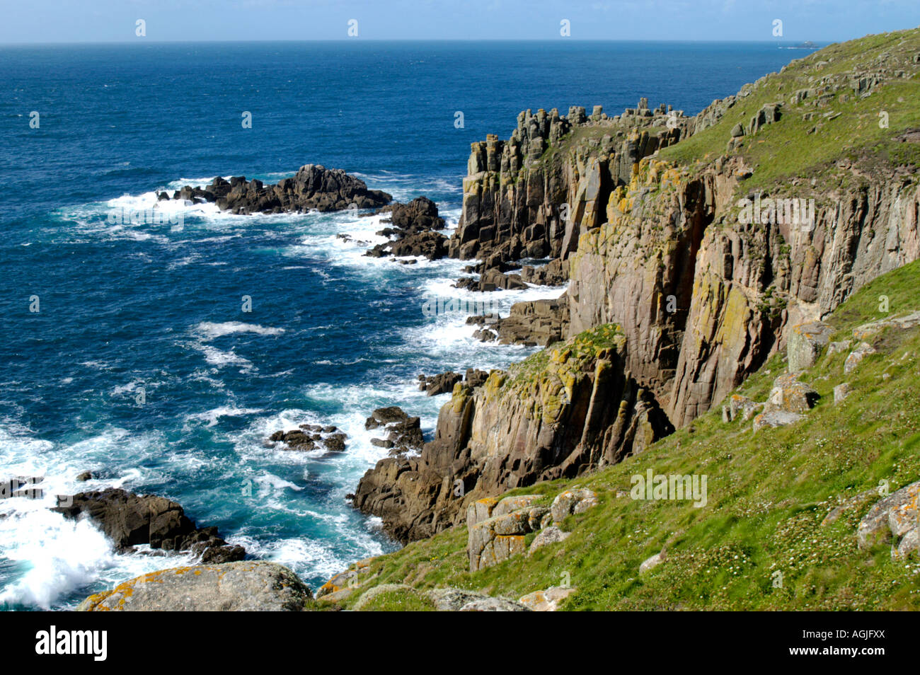 Cornwall England cliffs and sea at Land s End Stock Photo - Alamy