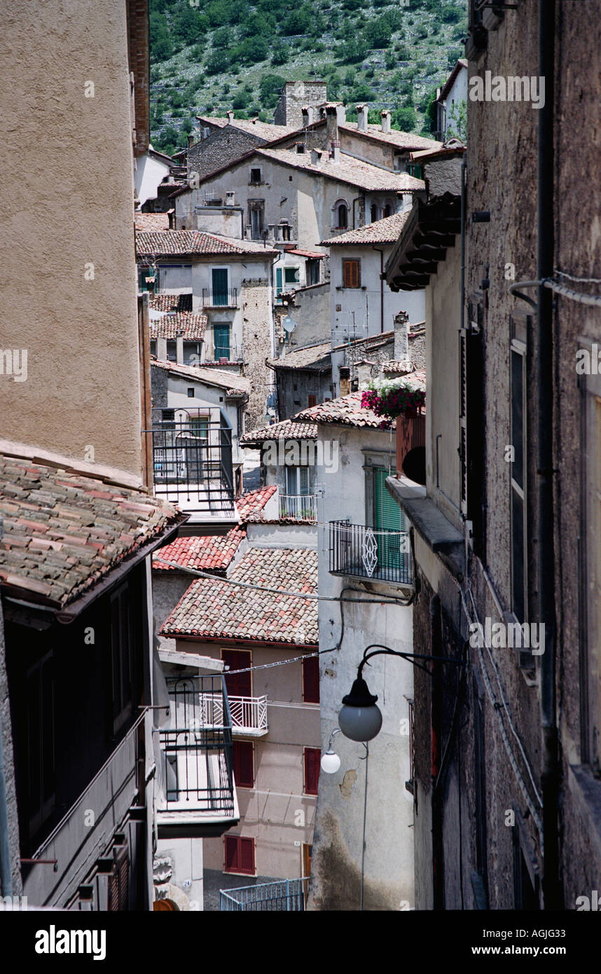 The ancient buildings of Scanno in the Abruzzo region of Italy are ...