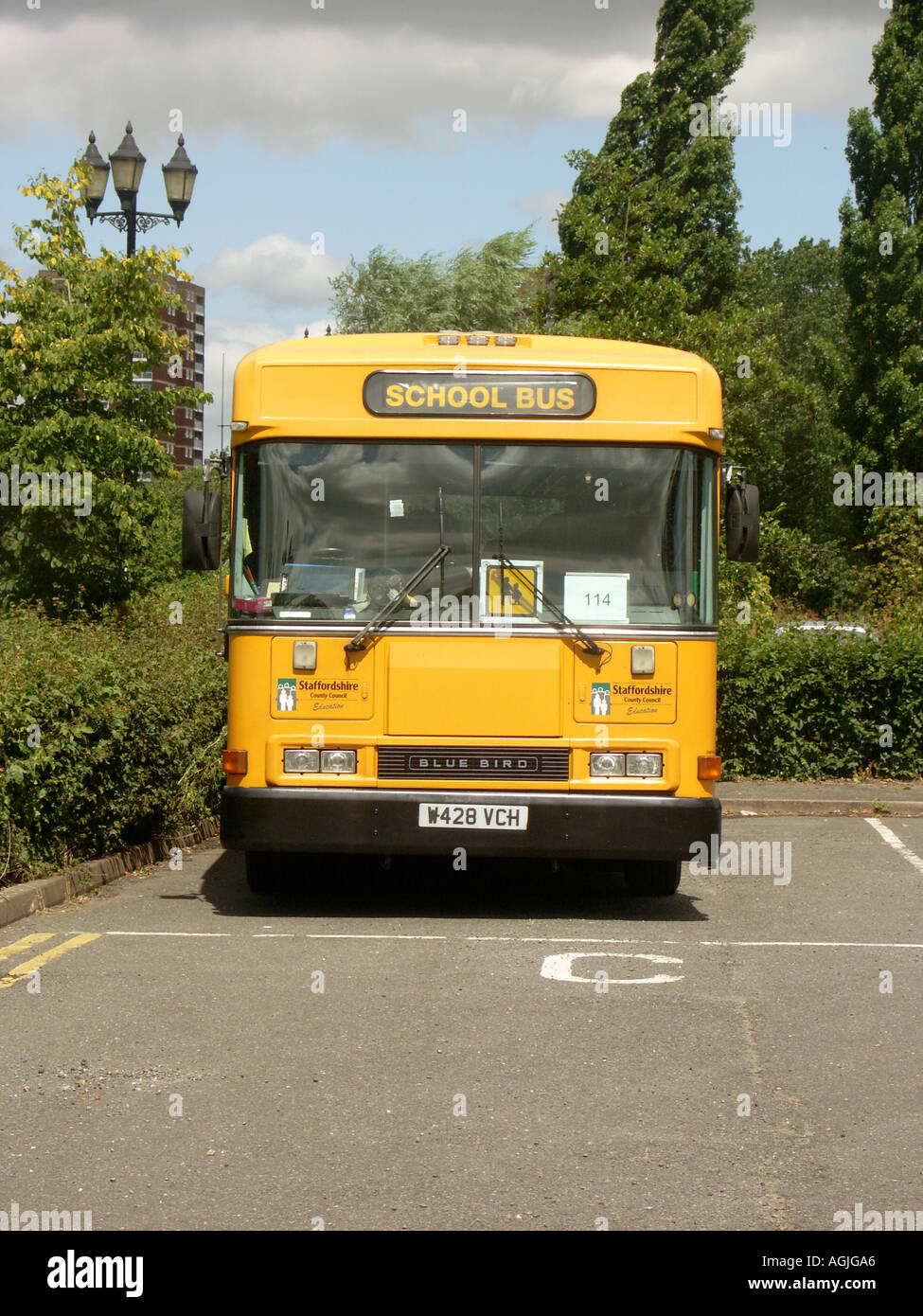 Yellow School Bus Front view Stock Photo - Alamy