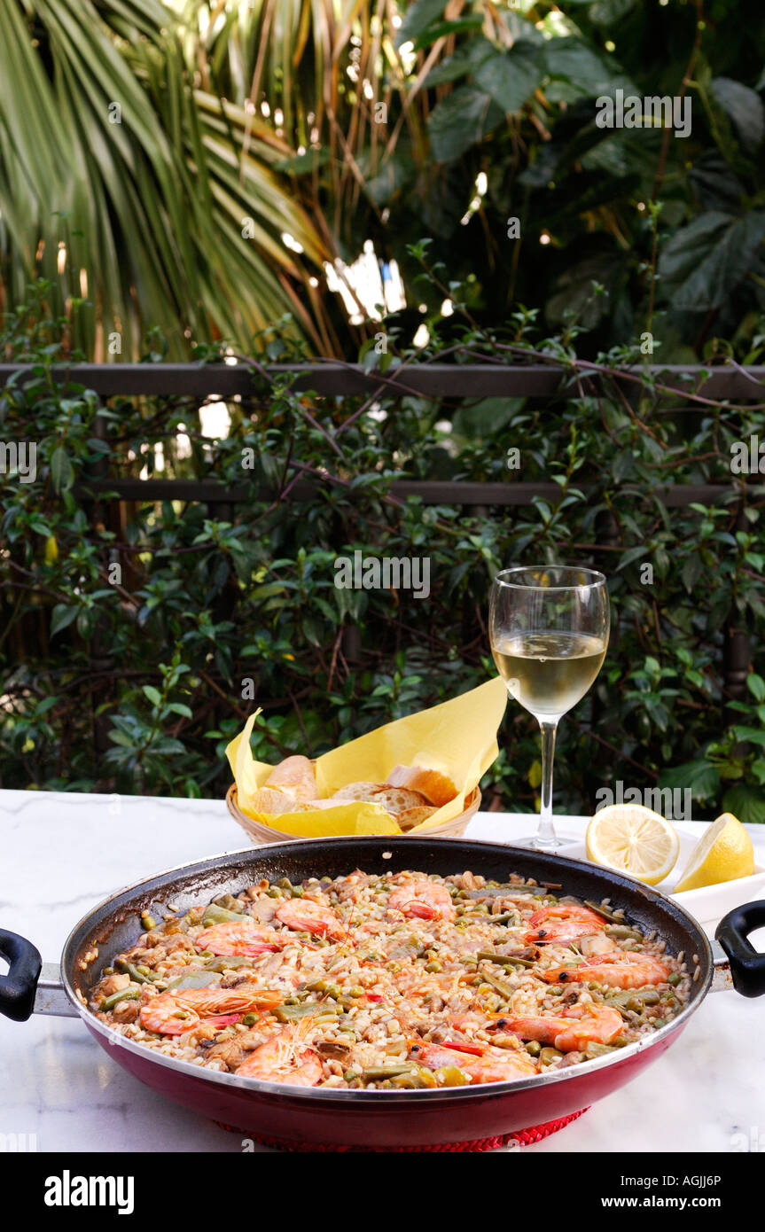 Spanish paella on the table Stock Photo - Alamy