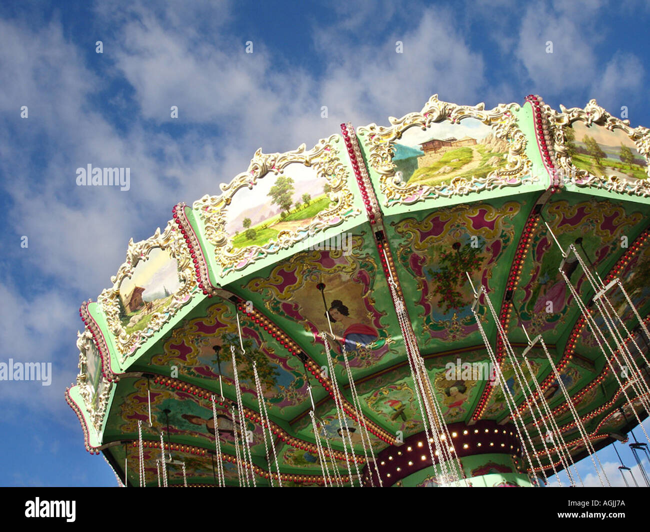 detail of stationary vintage carousel at fairground Stock Photo - Alamy