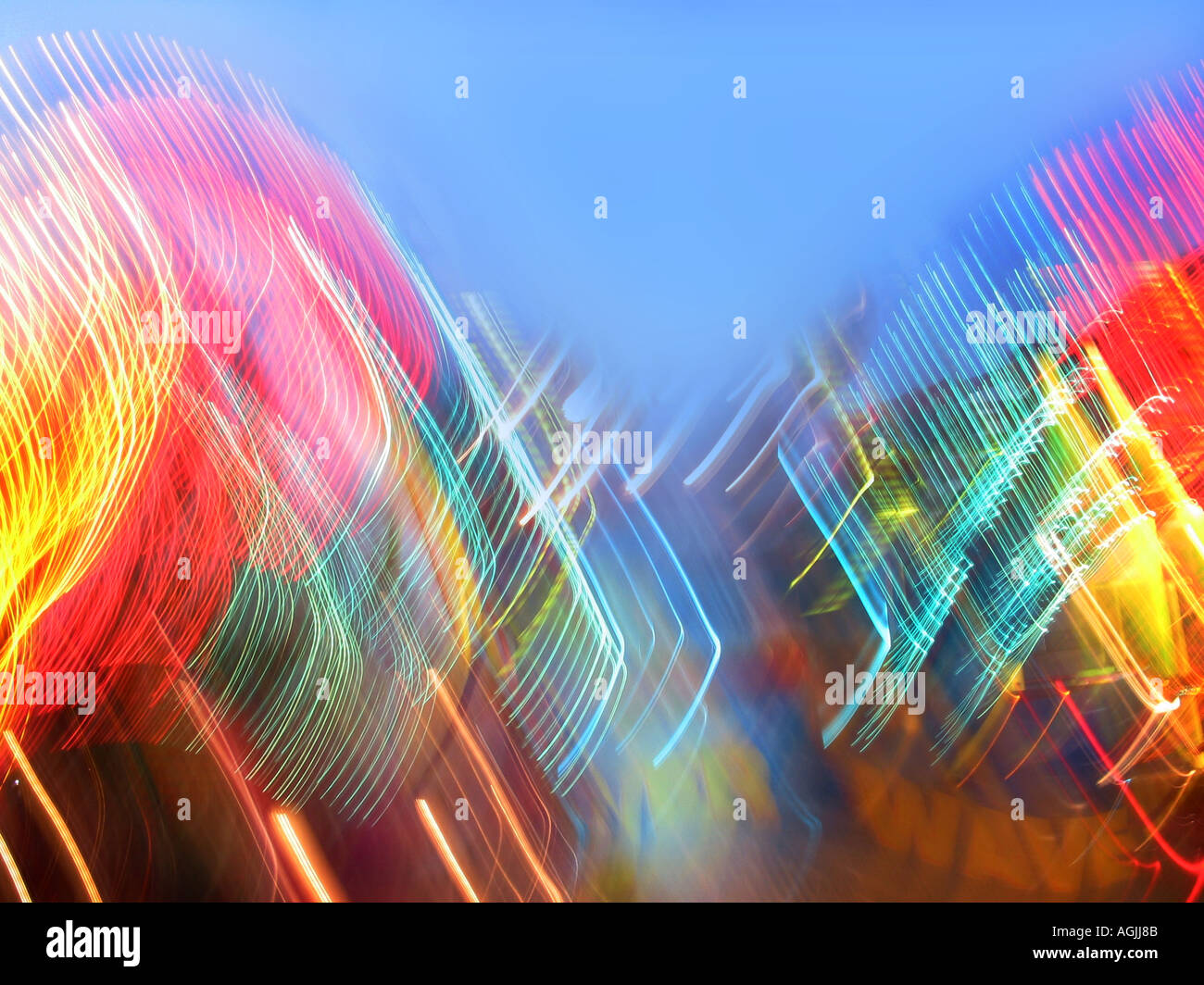 abstract light streaks at fun fair at dusk Stock Photo - Alamy