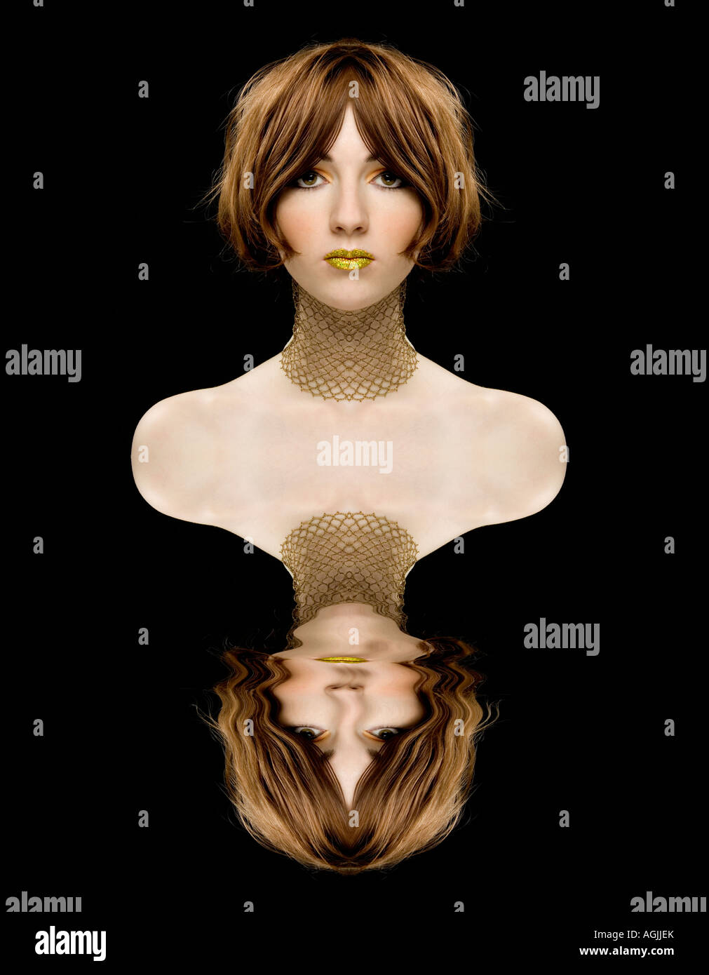 mirror image womans reflection in water Stock Photo - Alamy