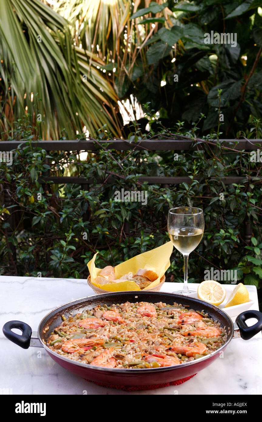 Spanish paella on the table Stock Photo - Alamy