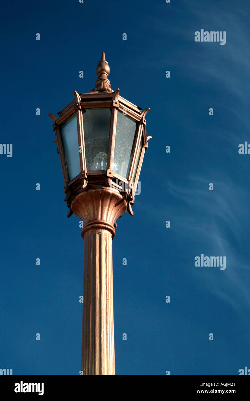 Colonial styled lightpole against a blue sky in a vertical view Stock ...