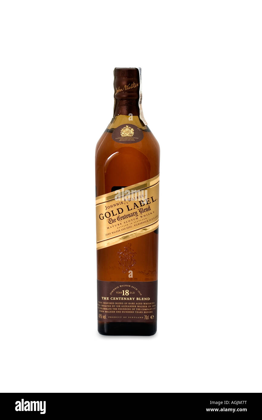 Gold label scotch whisky whiskey bottle alcohol Stock Photo - Alamy
