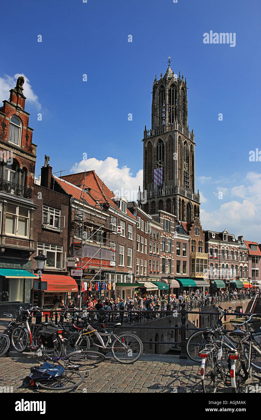 Dom Tower, canal and shops in Utrecht, Netherlands Stock Photo - Alamy