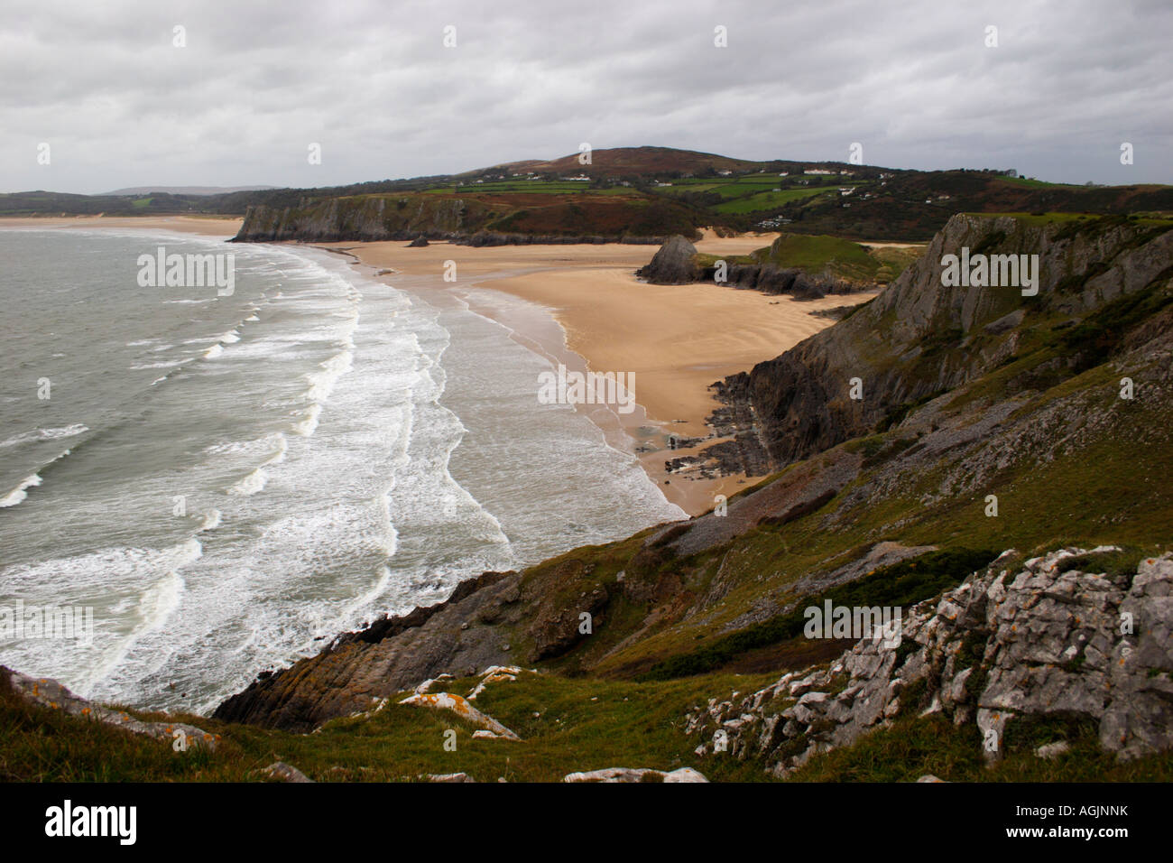 Three Cliffs Bay, Gower Peninsula, South Wales, U.K. in Autumn Stock ...