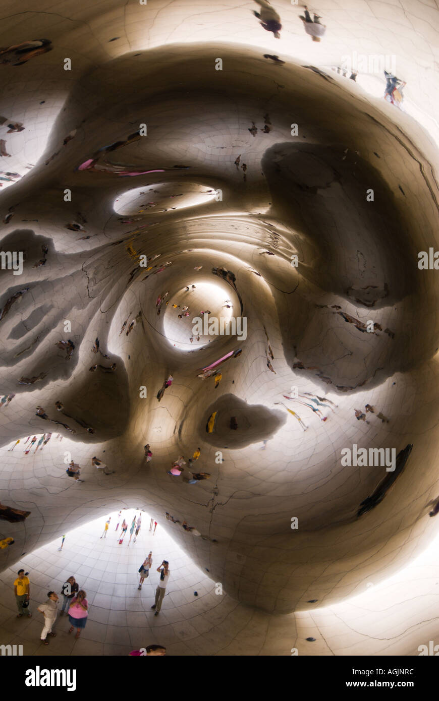 A surreal reflection from underneath the Cloud Gate sculpture in ...