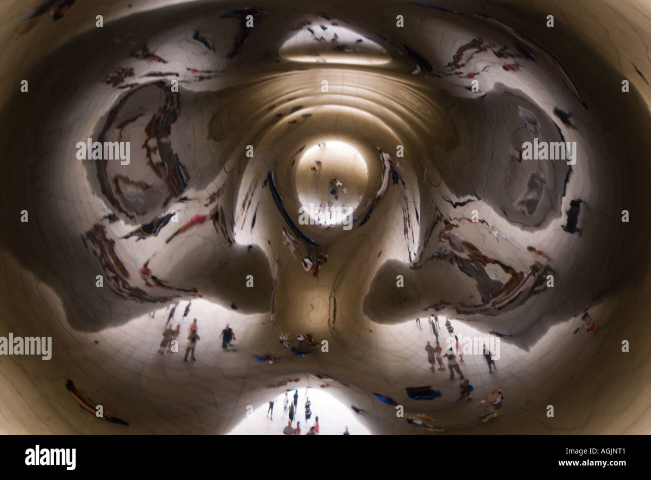 A surreal reflection from underneath the Cloud Gate sculpture in ...