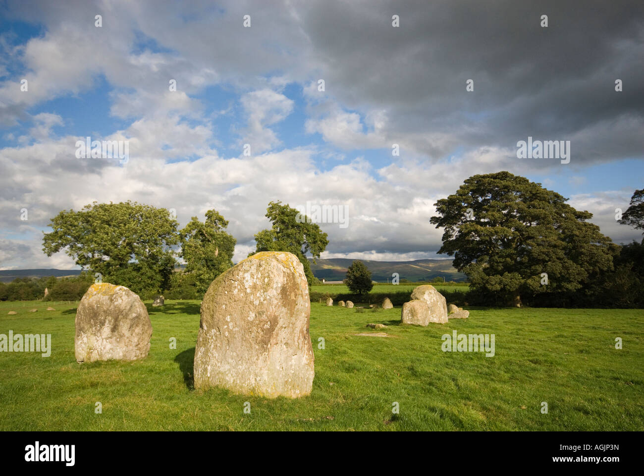 Part of the ancient stone circle in Cumbria, England known as Long Meg ...