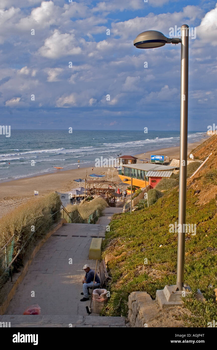 Israel Natanya the beach front the path down to the beach Stock Photo ...