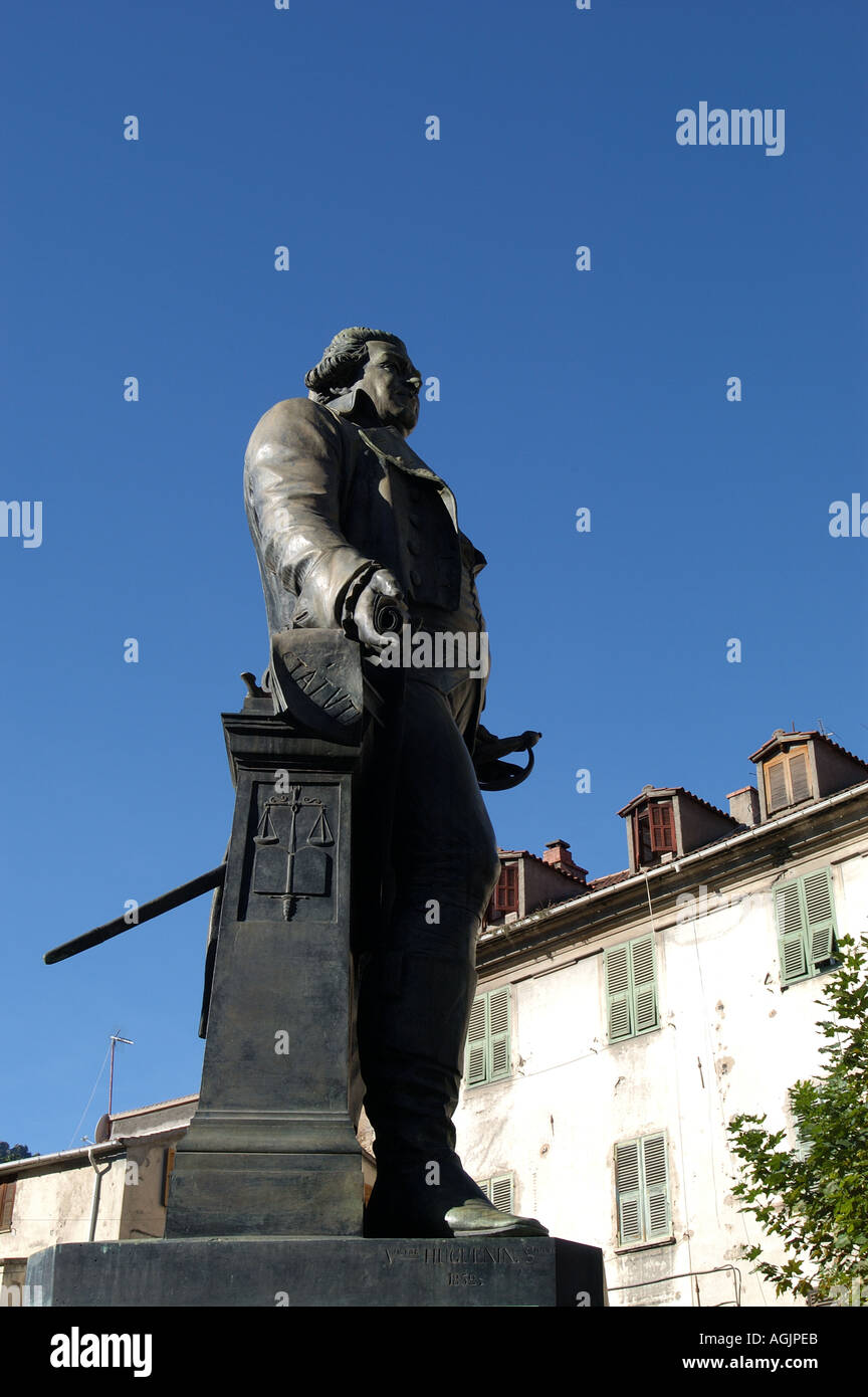 Statue of Pascal Pauli in Place Pauli Corte Corsica Stock Photo - Alamy