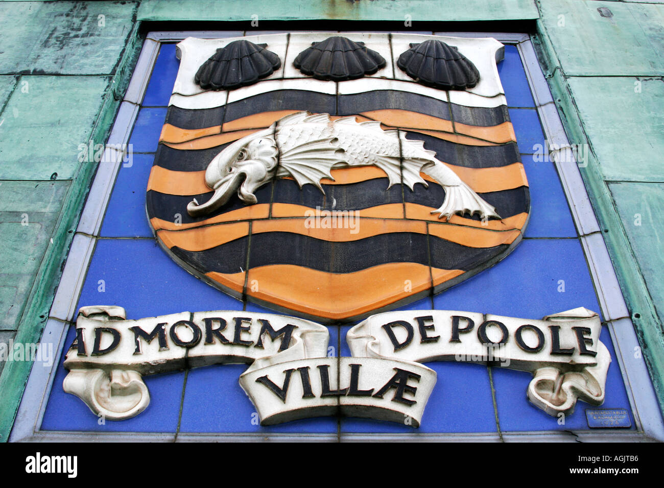 Poole coat of arms on the lifting bridge, Hamworthy, Dorset, England ...
