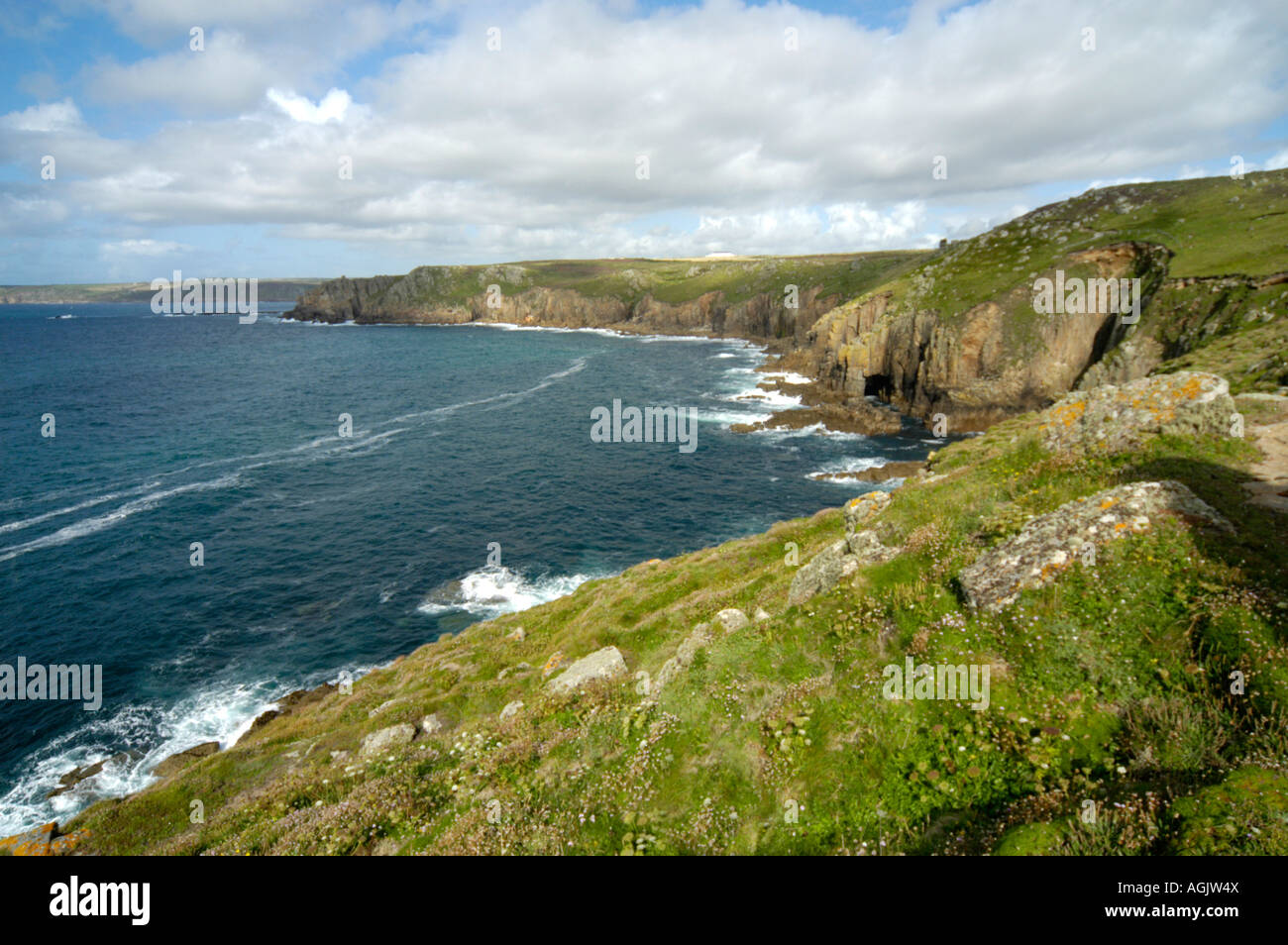 Cornwall England cliffs and sea at Land s End Stock Photo - Alamy