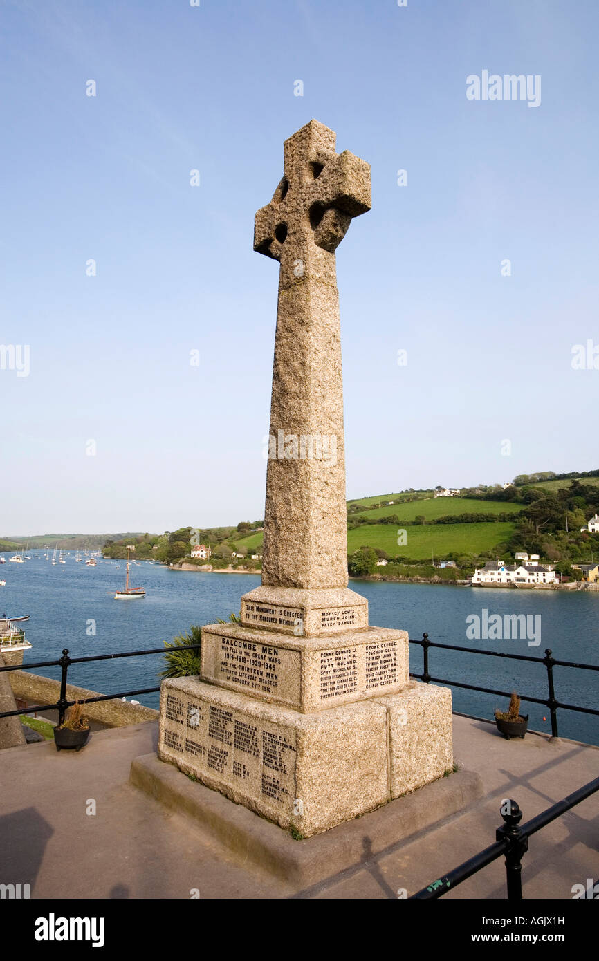 UK Devon Salcombe war memorial overlooking the estuary Stock Photo - Alamy