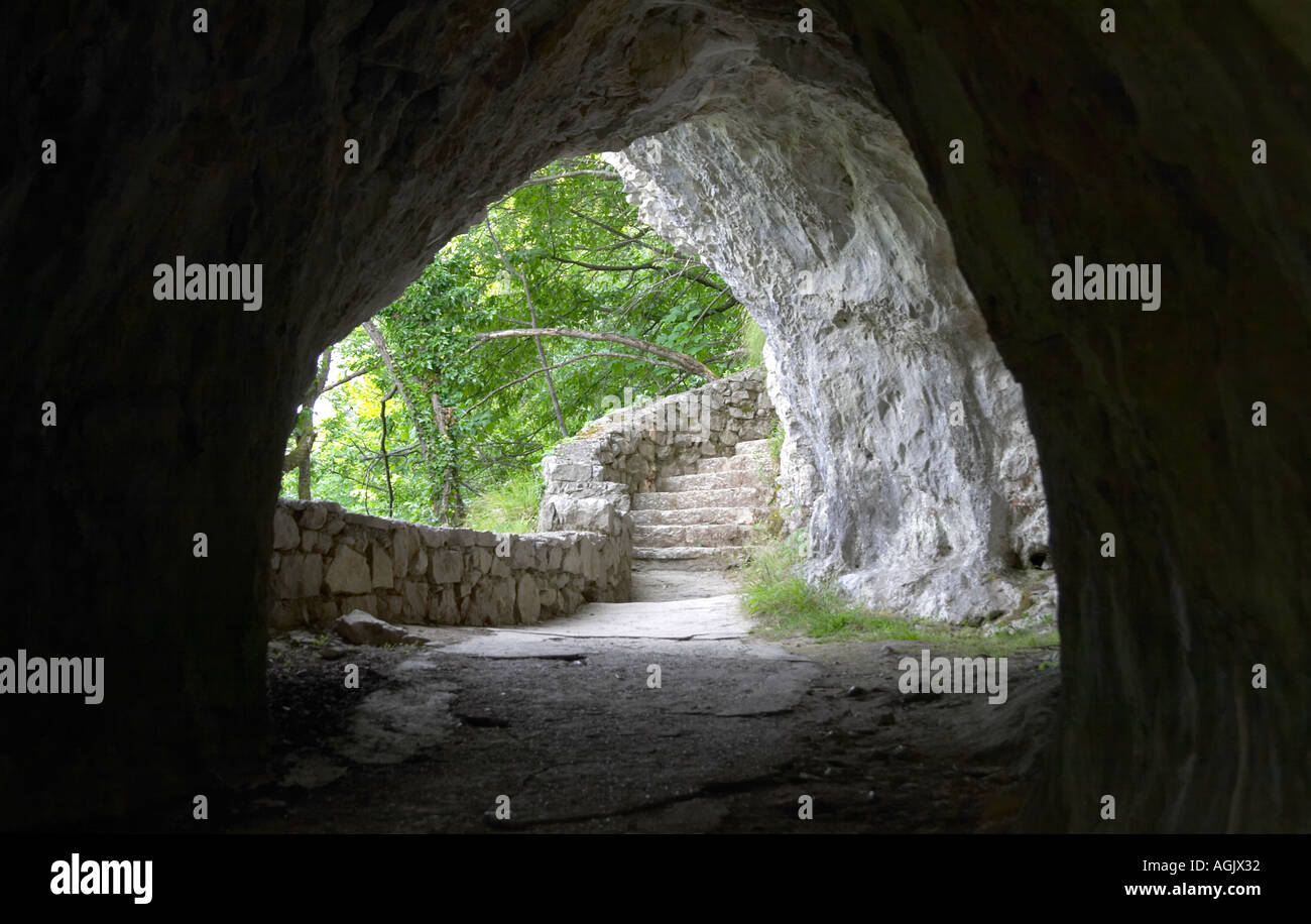 Cave in the Plitvice lake Plitvicka jezera natural national park ...