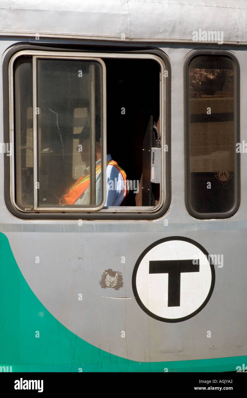 Subway driver sitting on the Boston city subway Boston Massachusetts ...