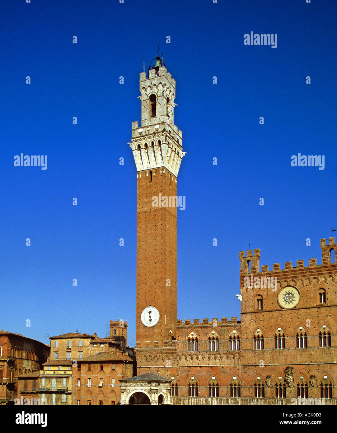 Piazza del Campo and Torre del Mangia in Siena Tuscany Italy Stock ...