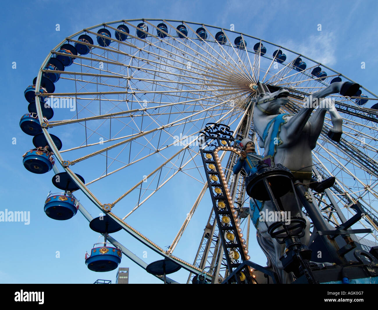 Large ferris wheel on the yearly fun fair fairground in Tilburg the ...