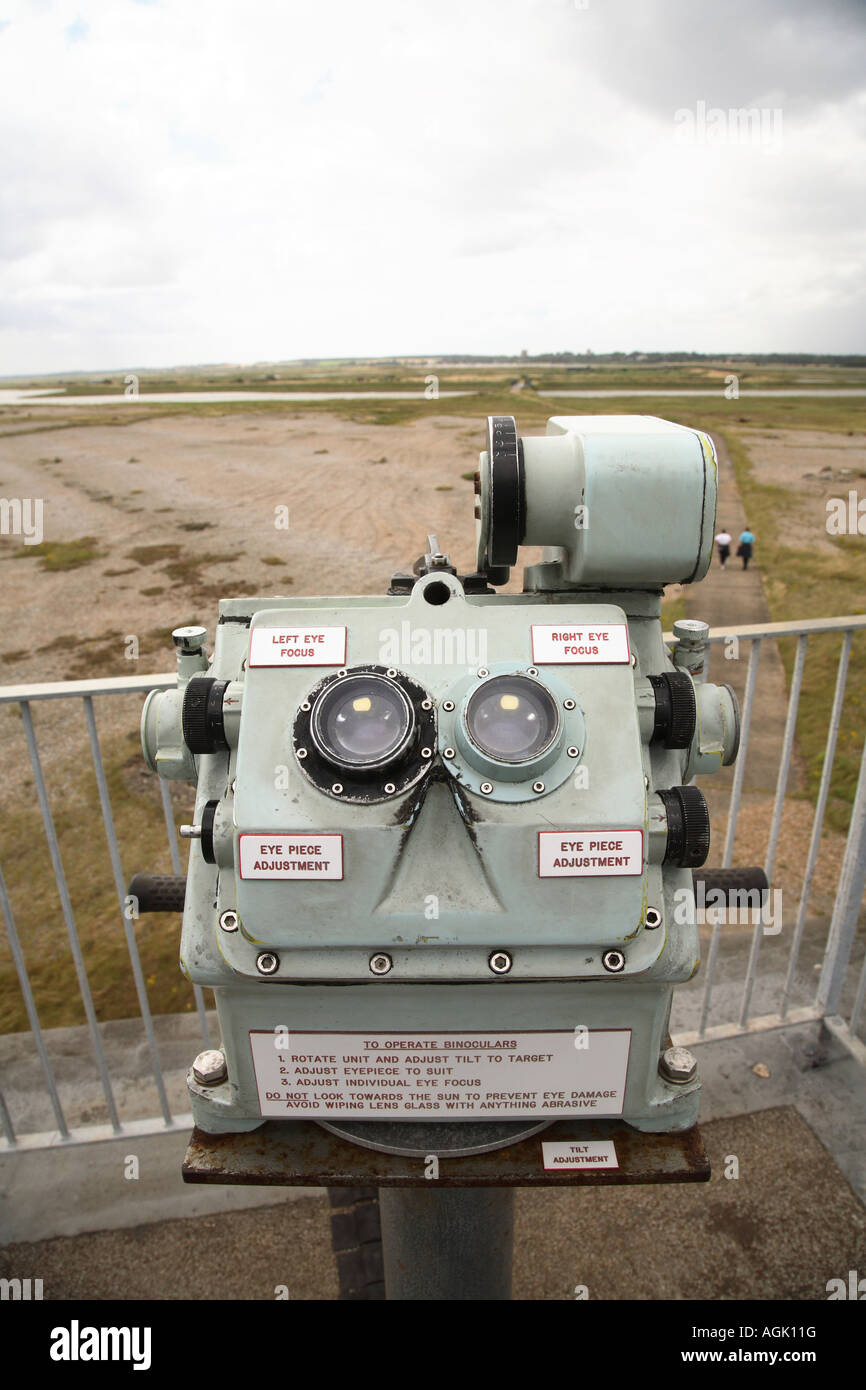 Binoculars at the site of secret Cold War military testing, Orford Ness ...