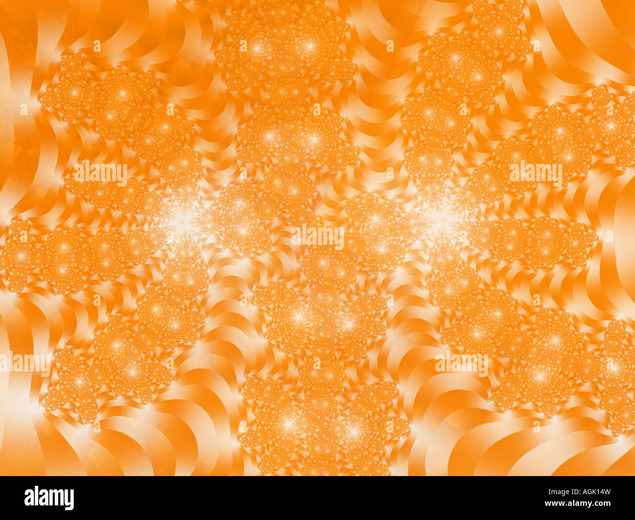 abstract orange fractal of an explosion stars field with lights and ...