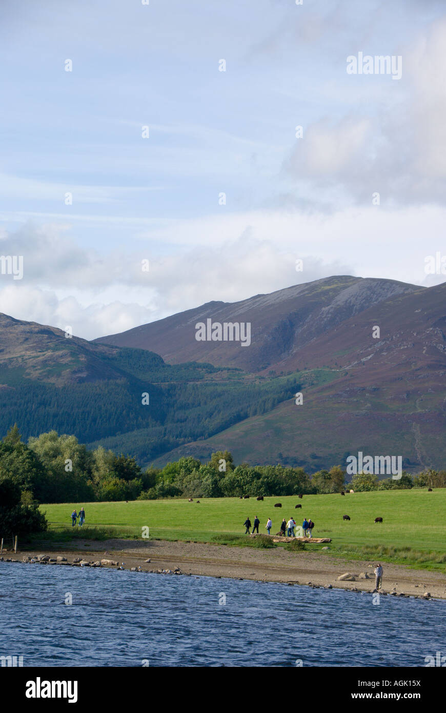 Crow Park lakeside green space in Keswick Cumbria UK Lake District with ...