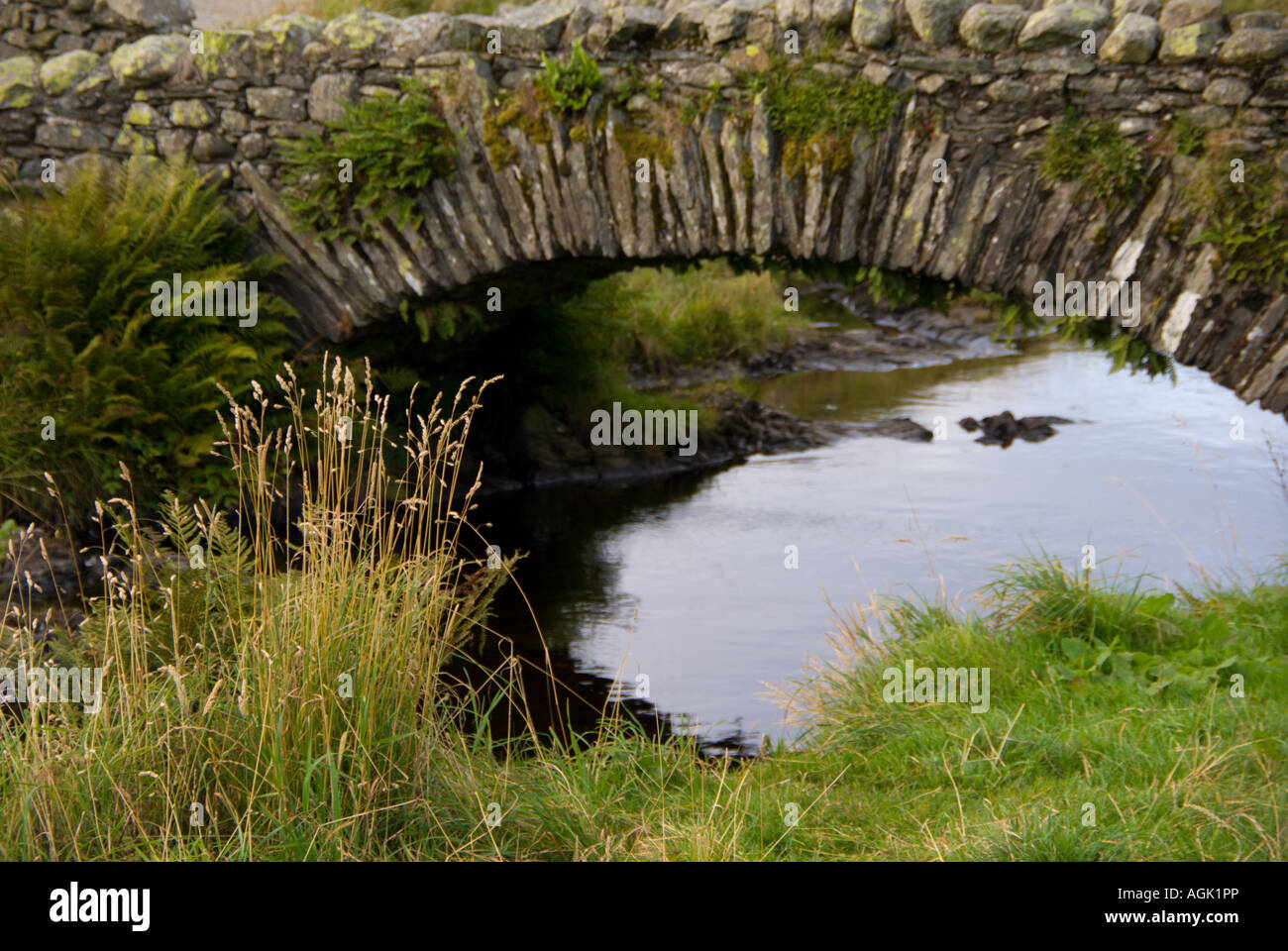 Watendlath Cumbria English Lake District UK the old packhorse stone ...