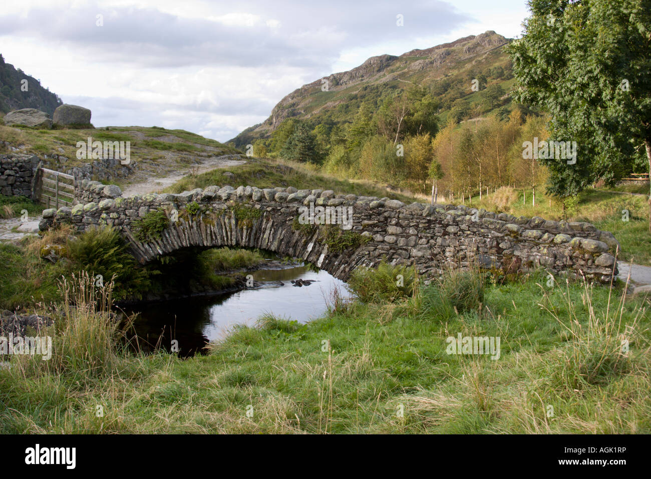 Watendlath Cumbria English Lake District UK the old packhorse stone ...