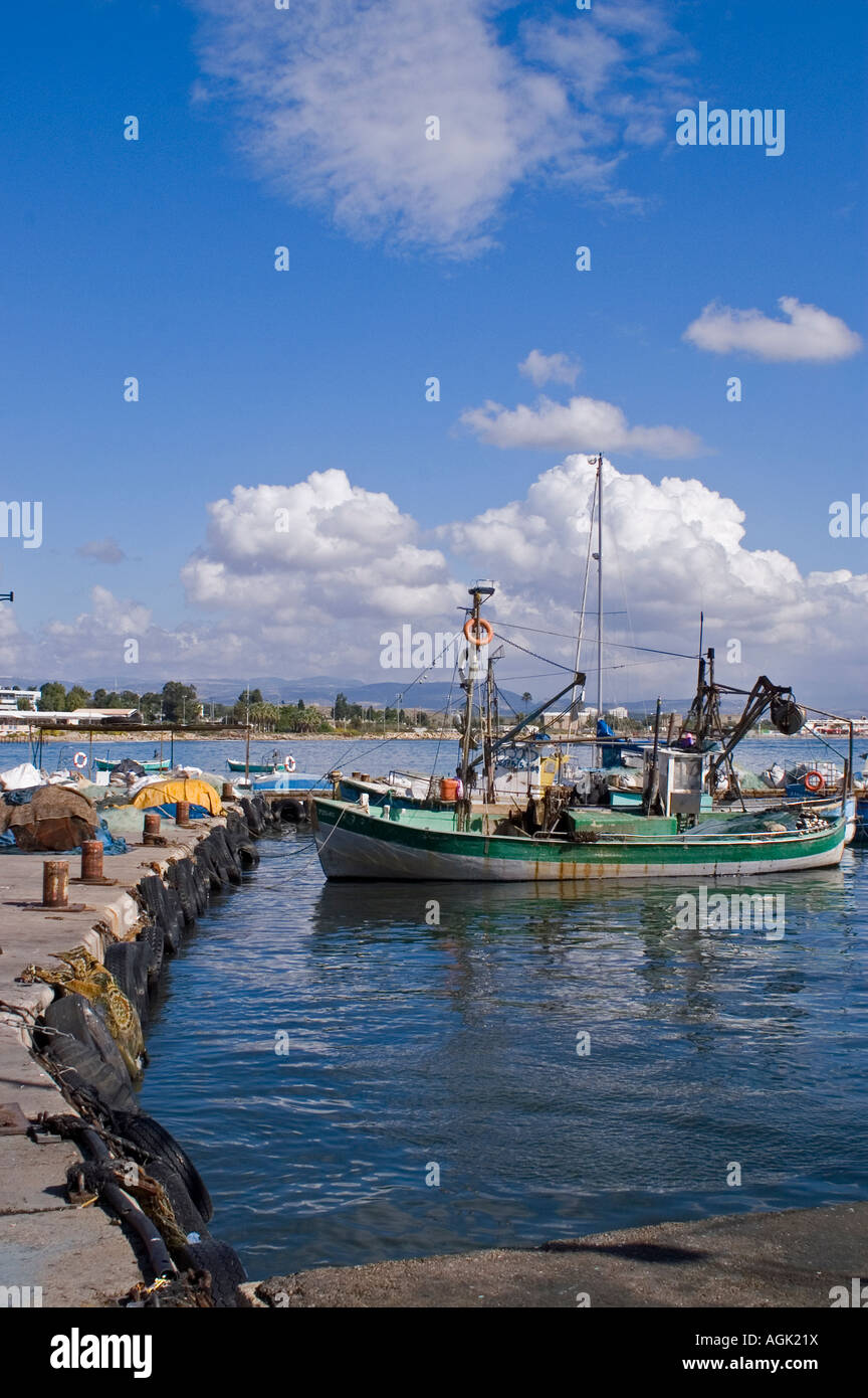 Israel western galilee Acre fishing boat in the old harbour Stock Photo ...