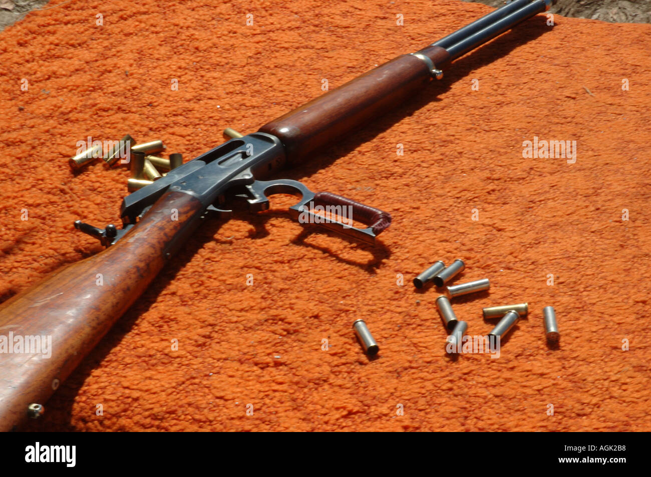 lever action rifle and bullets on rifle range table dsc 2524 Stock ...