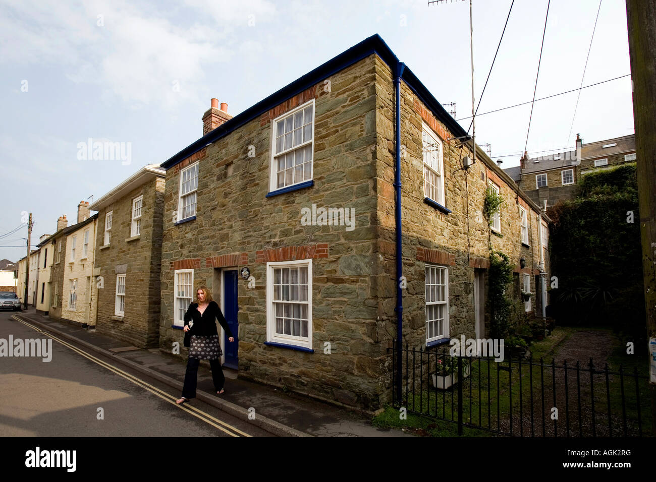 UK Devon Salcombe Island Street Quay Cottage and terrace of small ...