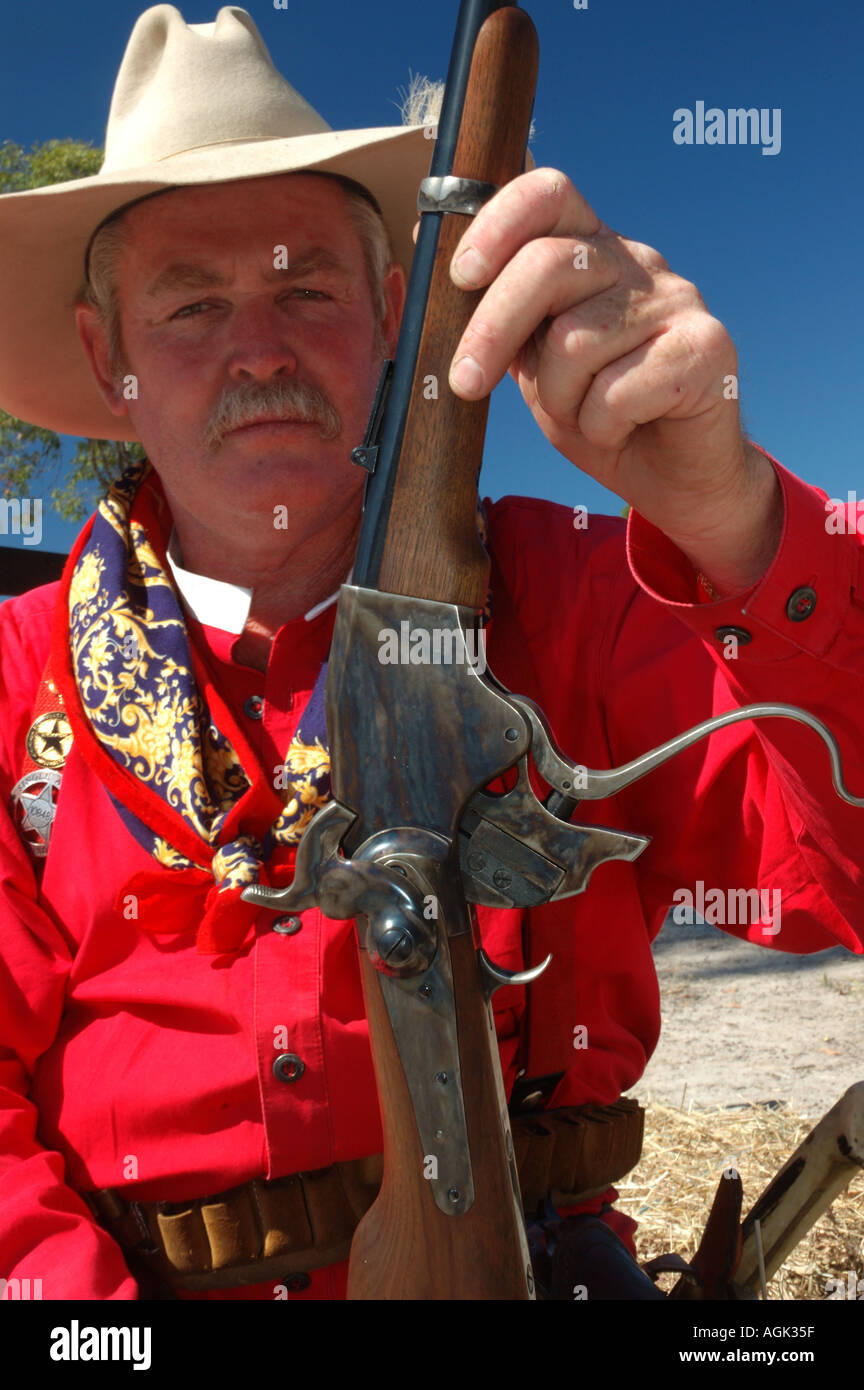 falling block action Henry 50 cal carbine western shooting competition ...