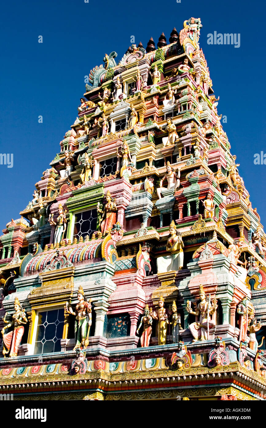 carved statuettes of gods and goddesses of a Tamil temple, Mauritius ...