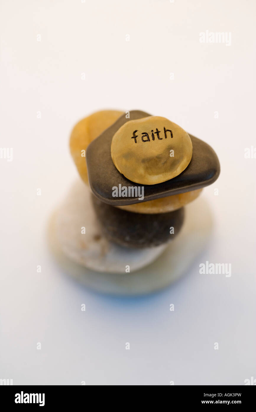 Stack of stones representing faith Stock Photo - Alamy