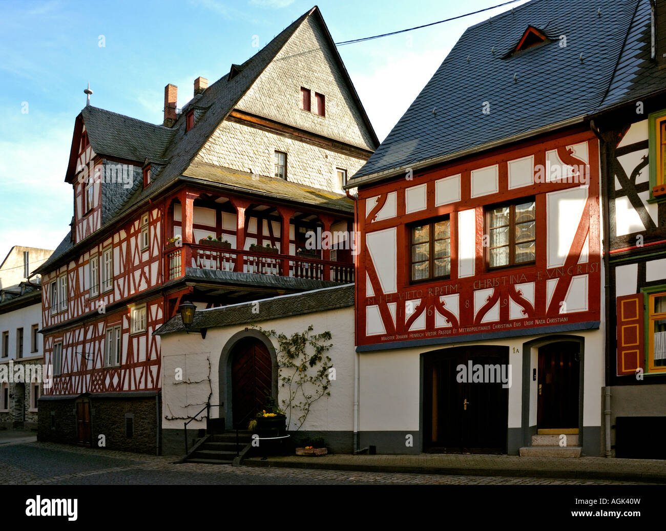 18th century Half-timbered buildings in Braubach, upper middle rhine ...