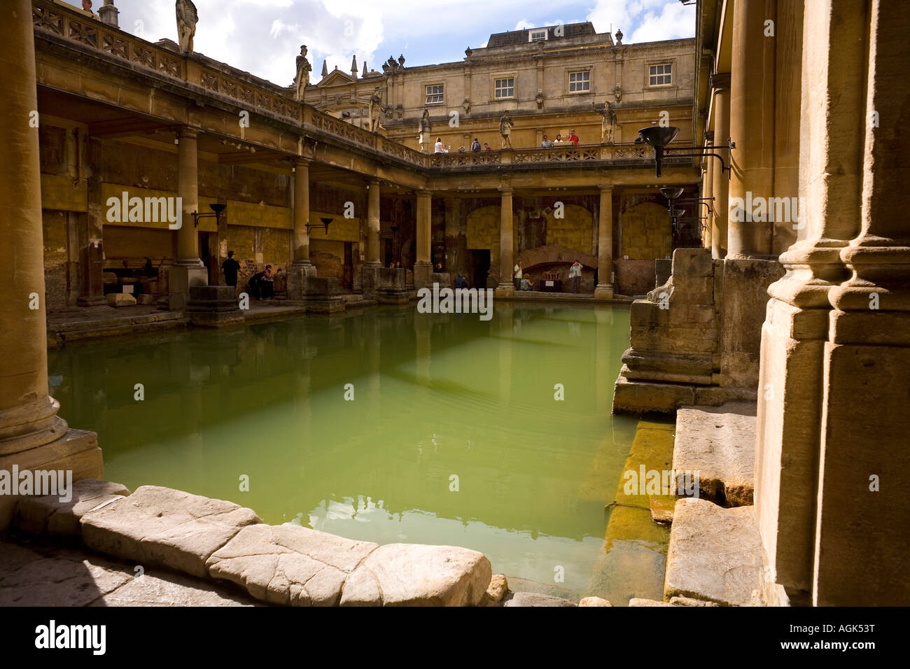 The Great Bath at the ancient site of The Roman Baths In Bath England ...