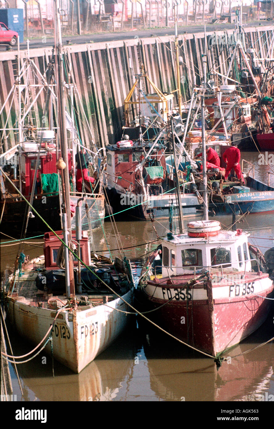 Inshore fishing fleet on Jubilee Quay Fleetwood Lancashire England ...
