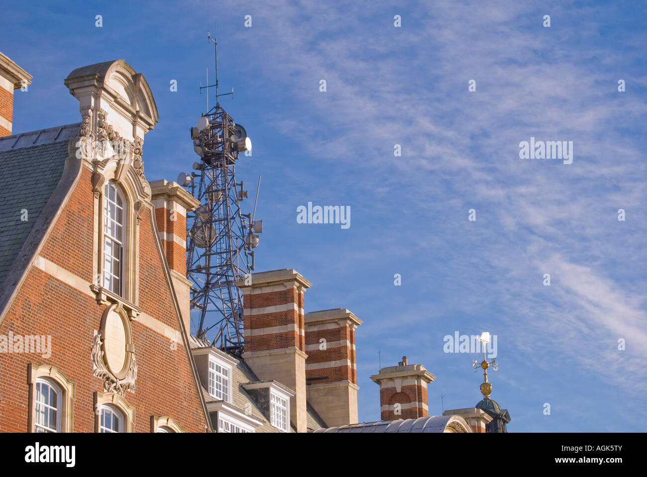 Communications tower on roof of building, York Stock Photo - Alamy
