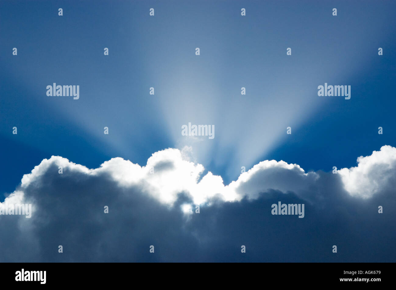 Sun's Rays emerging from behing Clouds God Beams Devon United Kingdom ...