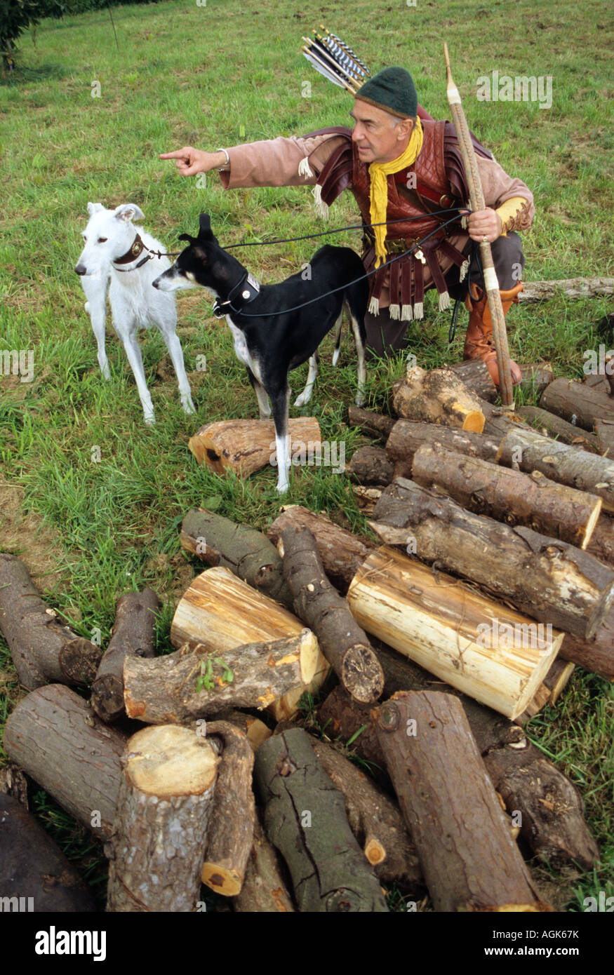 Roman Huntsman With Hounds Stock Photo - Alamy